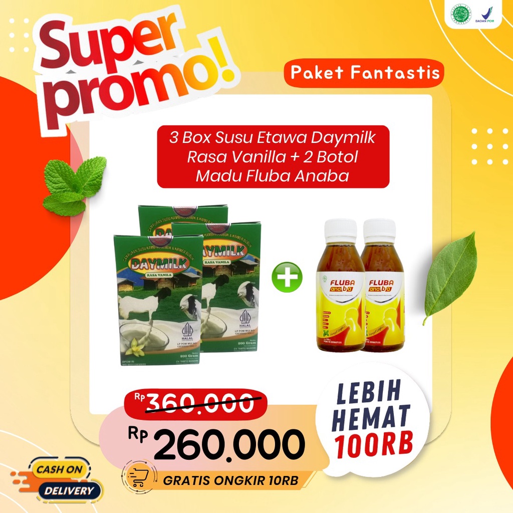 Jual Susu Kambing Etawa Daymilk Original 1 Box Madu Fluba Anaba 2 Botol ...