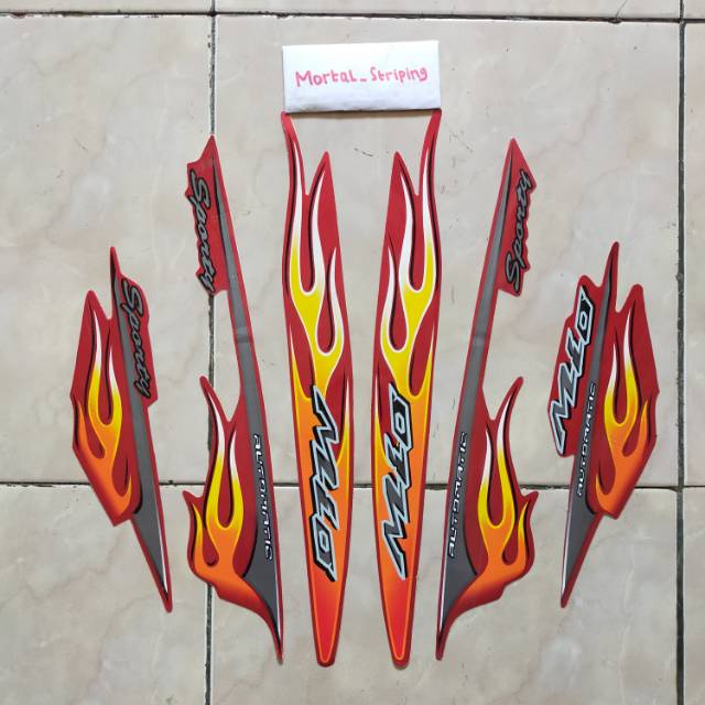 Jual STIKER STRIPING LIS BODY MIO SPORTY TAHUN 2006 MIO API WARNA MERAH ...