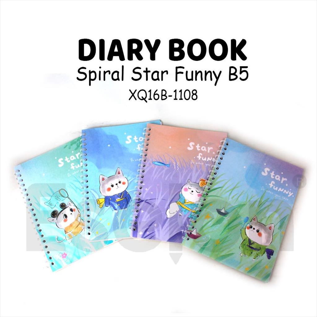 Jual Diary Spiral B5 STAR FUNNY XQ16B-1108 / Notebook Spiral 50 lembar ...
