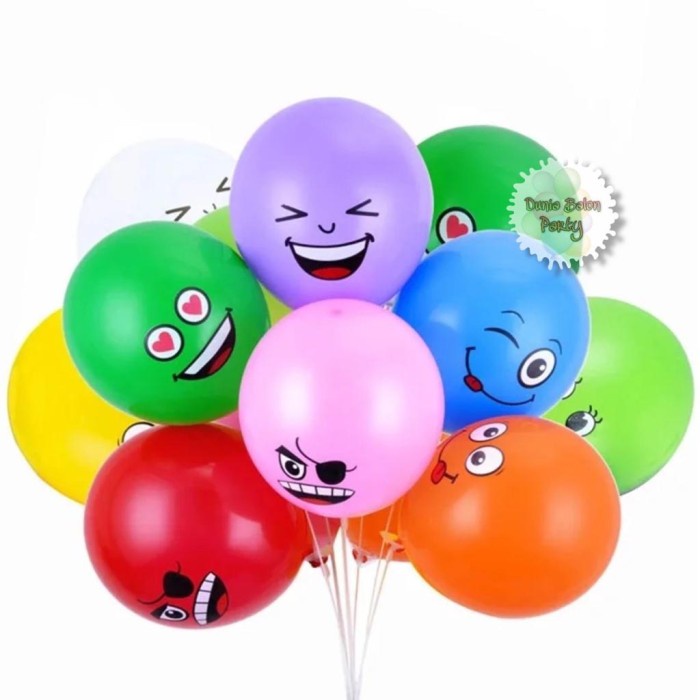 Jual Balon Latex Emoticon Mix / Balon Emoji Warna Warni 12inch ( 100pcs ...