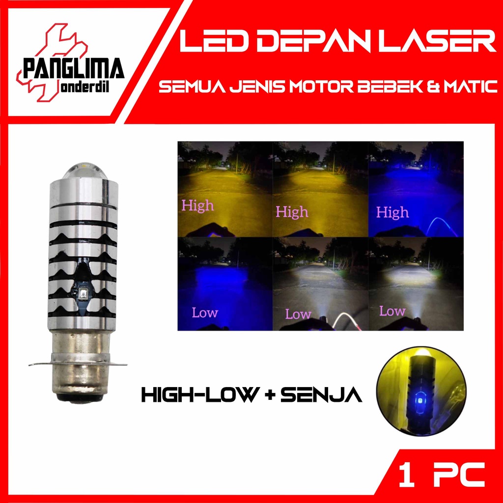 Jual Lampu Depan LED Motor H6 Laser Jauh Dekat 2 Warna Plus Senja Biru Devil Eye Utama Universal ...
