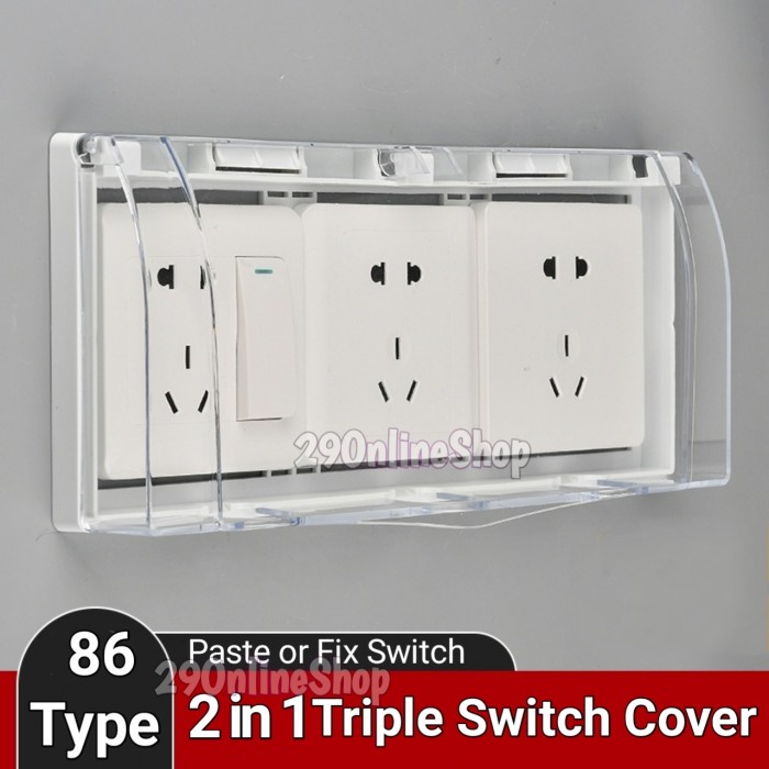 Jual Kotak Tutup Cover Box Tempel Pengaman 3 Switch On Off Stop Kontak ...