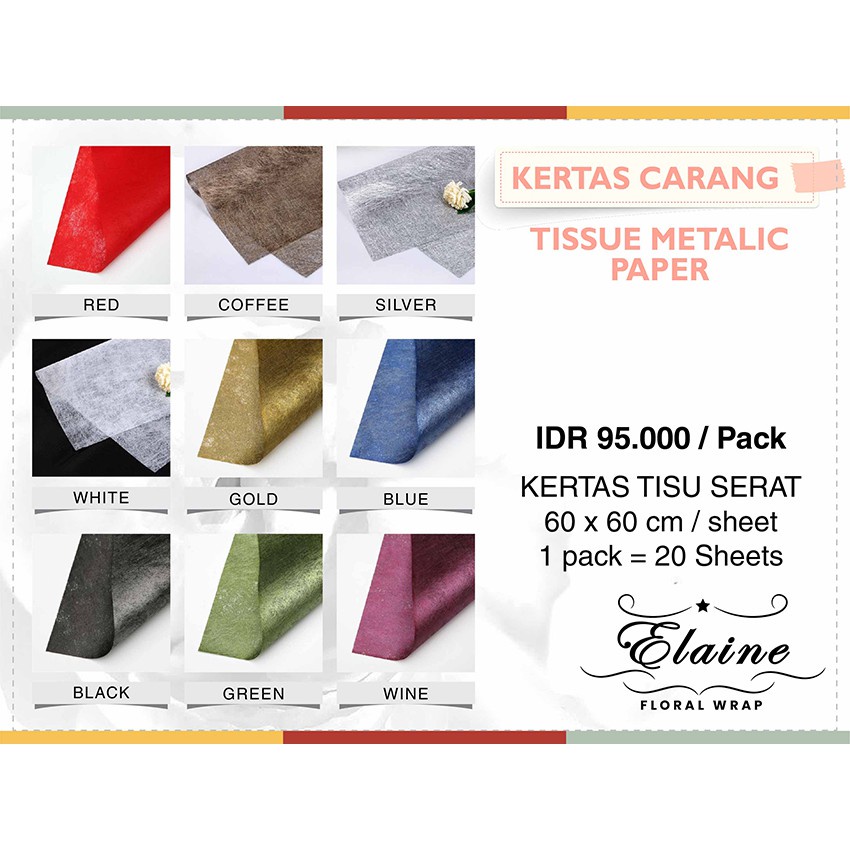Jual FLOWER WRAPPING TISSUE METALIC PAPER KERTAS TISSUE SERAT ...