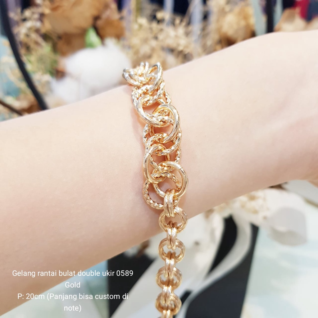 Jual Deux - Gelang Rantai Bulat Double Ukir (Panjang Bisa di Custom ...