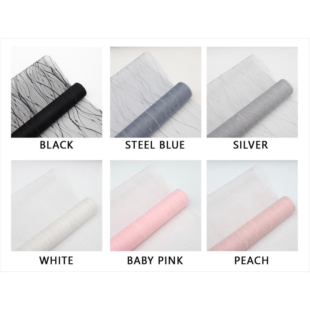 Jual [50 x 50 CM] Organza Roll with Lightning Lines Flower Wrapping ...