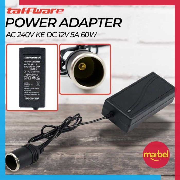 Jual Power Adaptor Listrik AC 240V ke Port Power Mobil DC 12V 5A 60W ...
