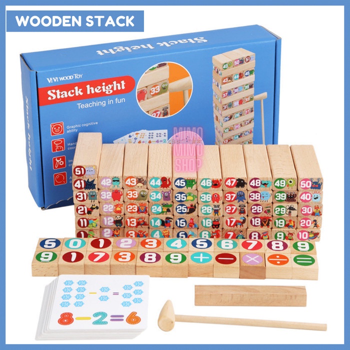 Jual WOODEN STACK HEIGHT BALANCING GAME MAINAN SUSUN KAYU BALOK KAYU ...