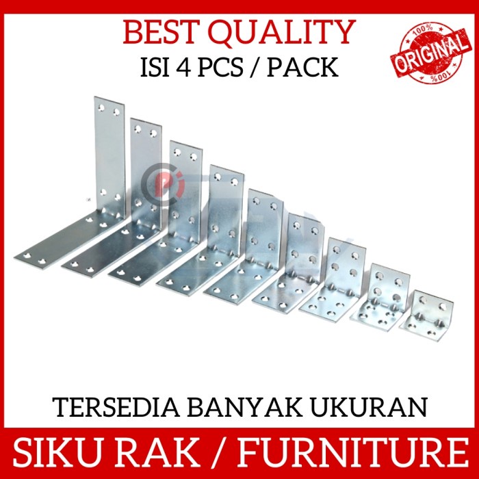 Jual Isi 4Pcs Siku Untuk Rak Dinding Bracket Furniture Lemari Banyak ...