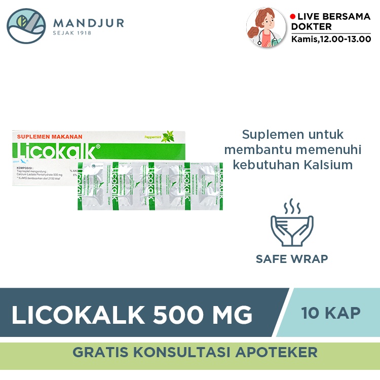 Jual Licokalk 500 mg 10 Kaplet - Suplemen Kalsium | Shopee Indonesia
