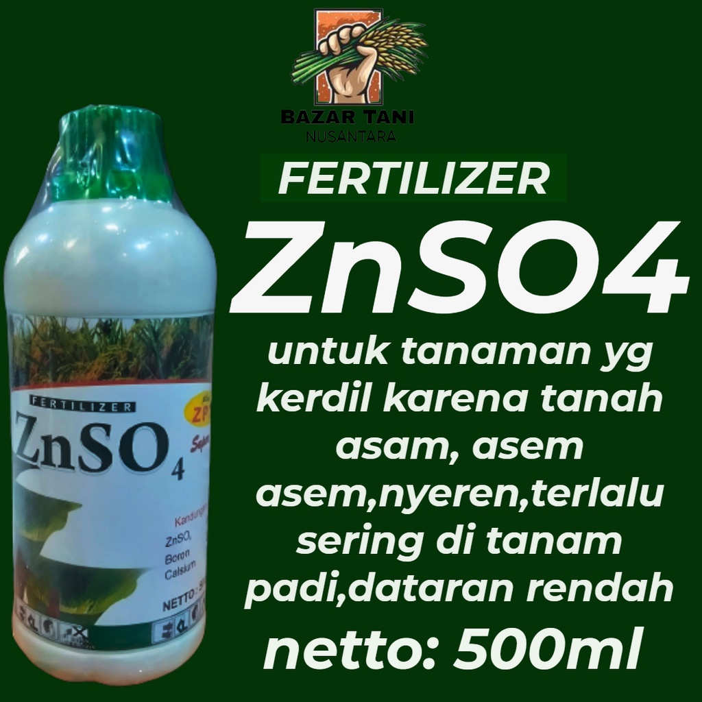 Jual ZN cair pupuk znso4 500 ml super zet en pupuk cair tanah asem ...