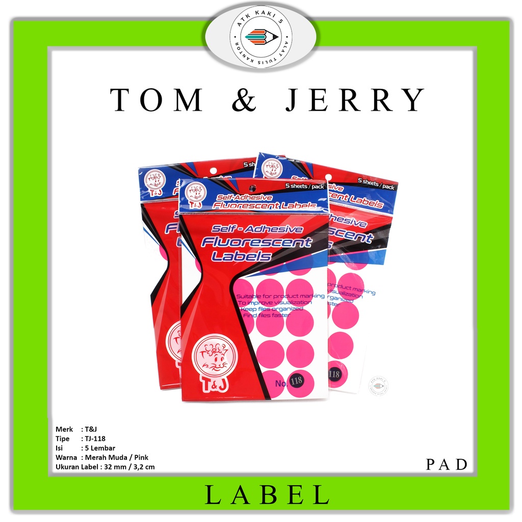 Jual TOM & JERRY - Color Dot Labels 118 Pink - Pad | Shopee Indonesia