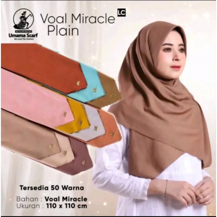 Jual Kerudung Segi Empat Polos Laser Cut Hijab Voal Miracle Plain Icon Umama Scarf Square ...