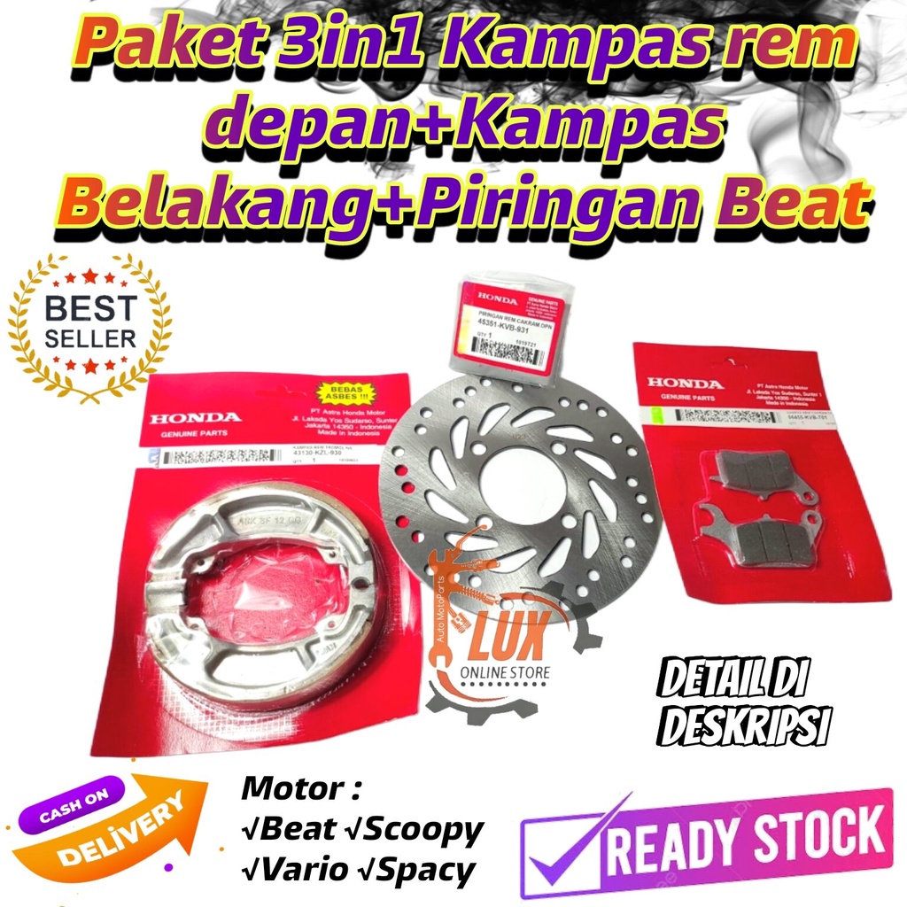 Jual Paket 3in1 Kampas rem depan Beat fi kampas rem cakram depan ...