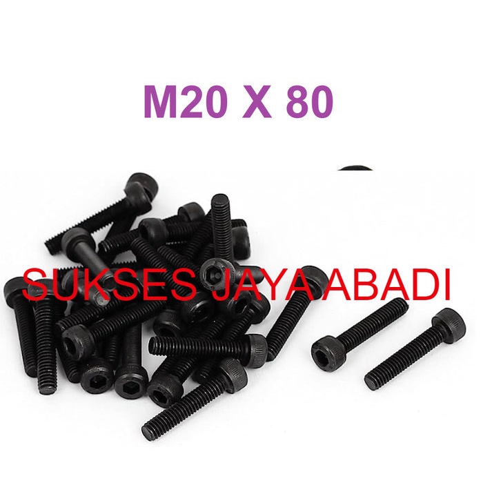 Jual BAUT L M20 X 80 BAJA HITAM GRADE 12.9 / HEX SOCKET HEAD CAP SCREW M3 M4 M5 M6 M8 M10 M12 ...