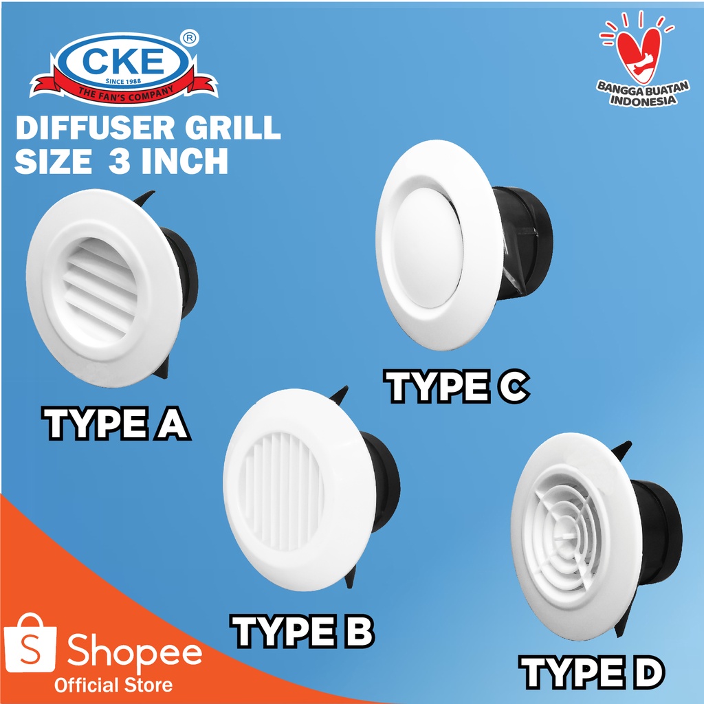 Jual 3 Inch Grill Penutup Inline Duct Booster Fan Plastik ABS Ceiling ...