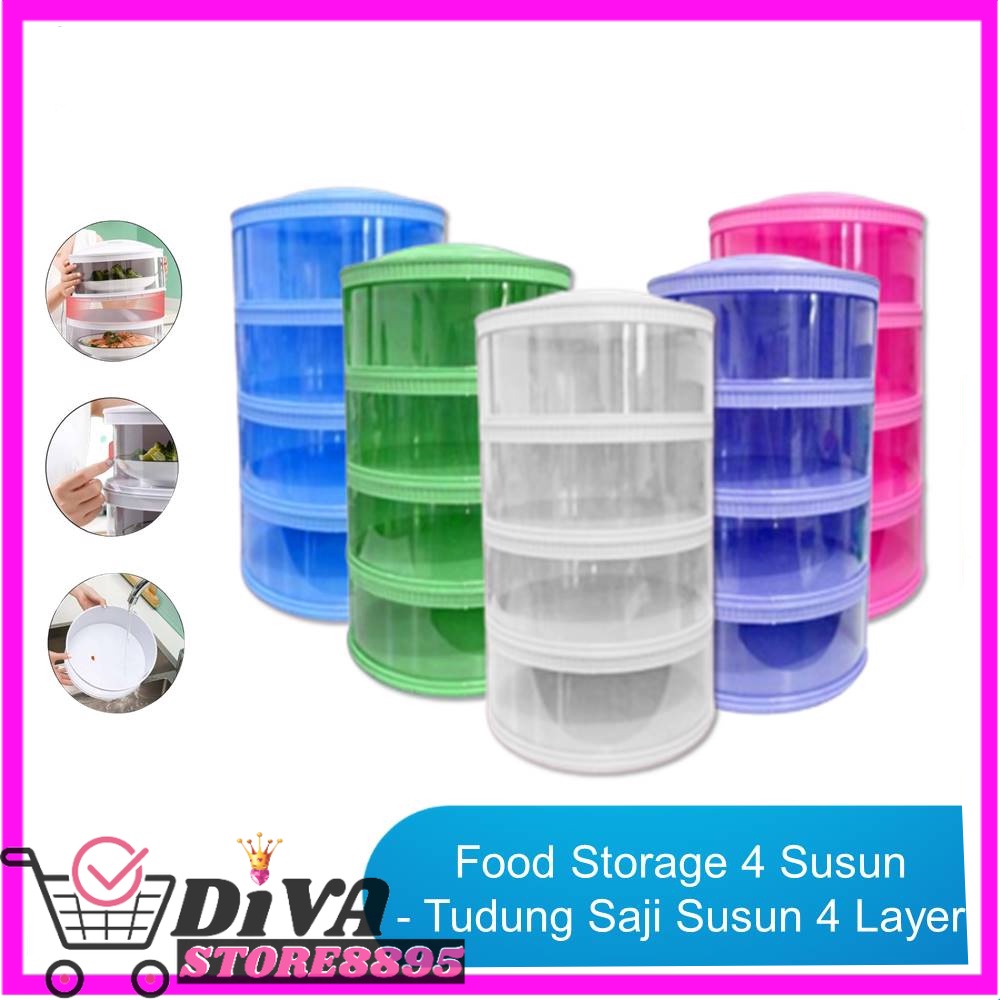 Jual Food Storage 4 Susun / 5 Susun - Tudung Saji Susun 4 Layer COD ...