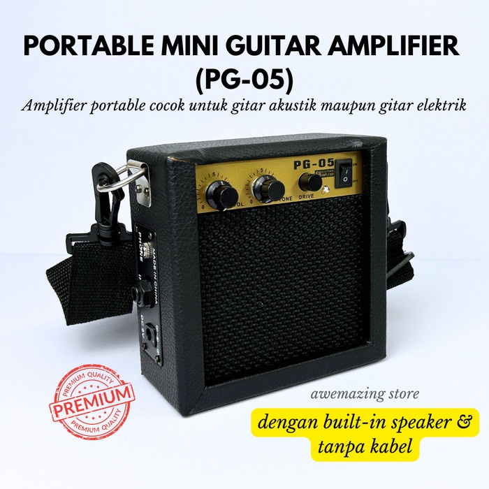 Jual Amplifier Gitar Portable / Mini Ampli Gitar Elektrik dan Akustik PG-05 | Shopee Indonesia