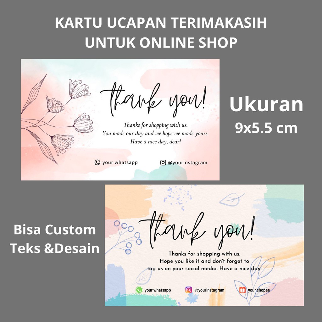 Jual [100pcs] Kartu ucapan terima kasih online shop / thank you card olshop / thanks card olshop ...