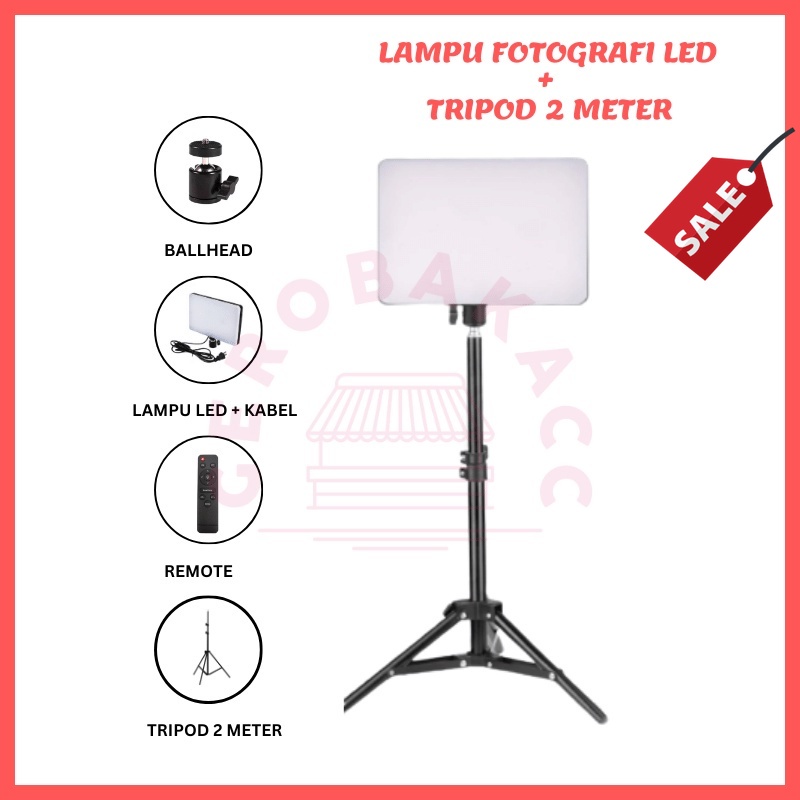 Jual [Paket] Lampu Fotografi Led Mm 240 + Tripod 2,1 Meter / Lampu Foto ...
