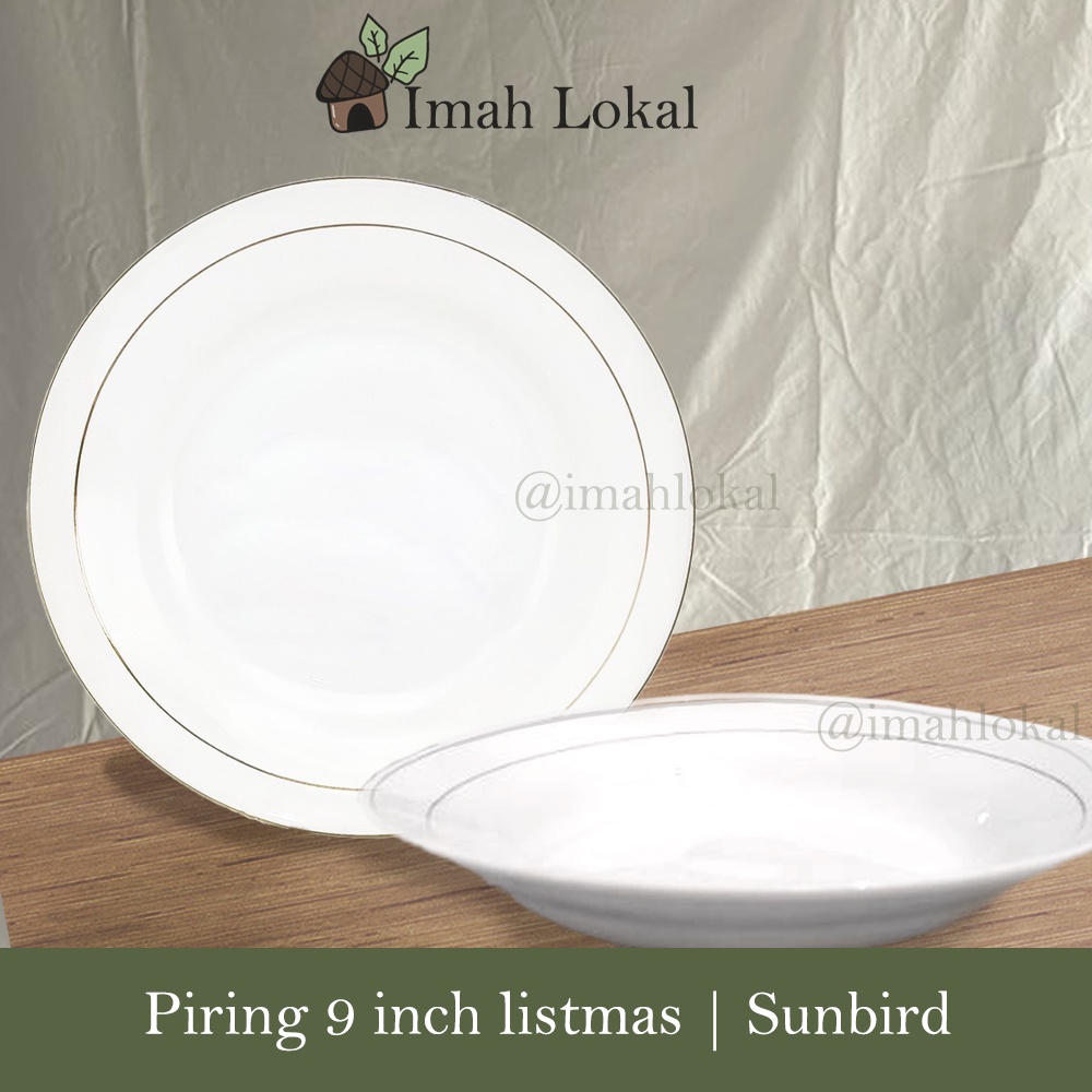 Jual 12 pcs Piring Makan Lucky Keramik List Mas 23cm 9inch Sunbird ...