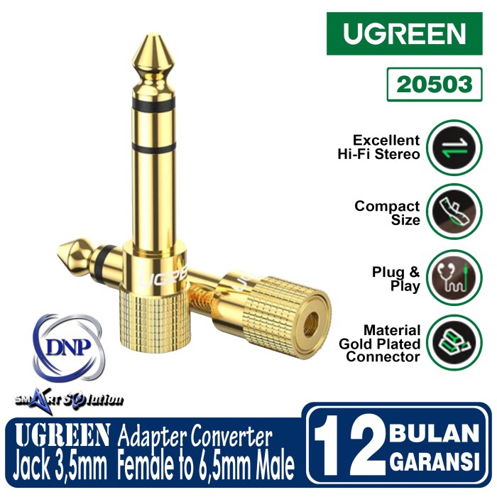 Jual UGREEN Converter Audio 3.5mm Female to 6.5mm Male Adapter AUX | Shopee Indonesia
