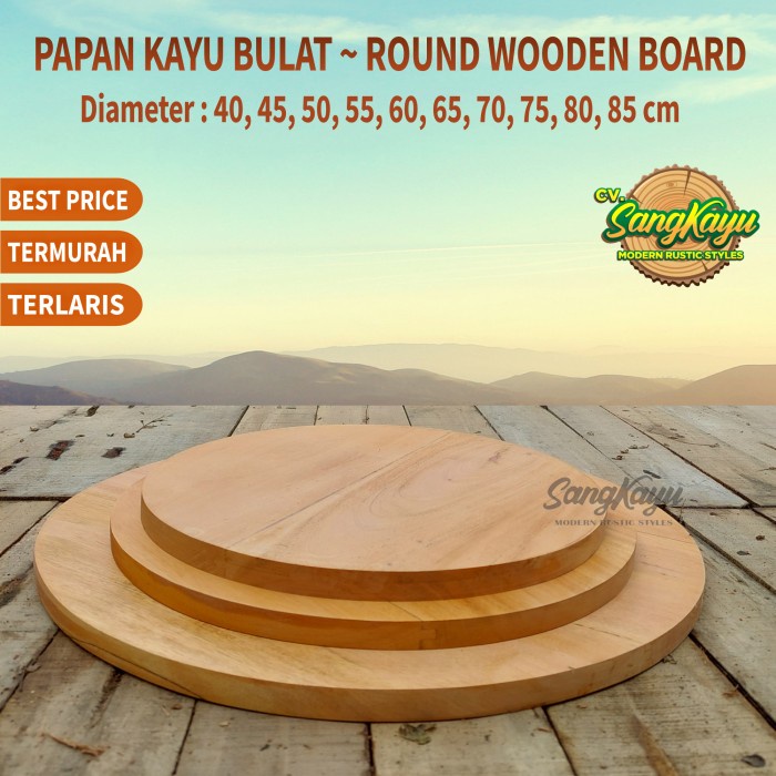 Jual Papan Kayu bulat diameter 70 cm daun meja bulat kayu round wood ...