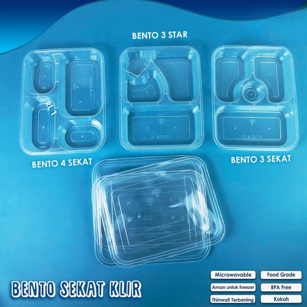 Jual (25pcs) Thinwall Bento Sekat 3 & Sekat 4 Anti Pecah Microwave Safe ...