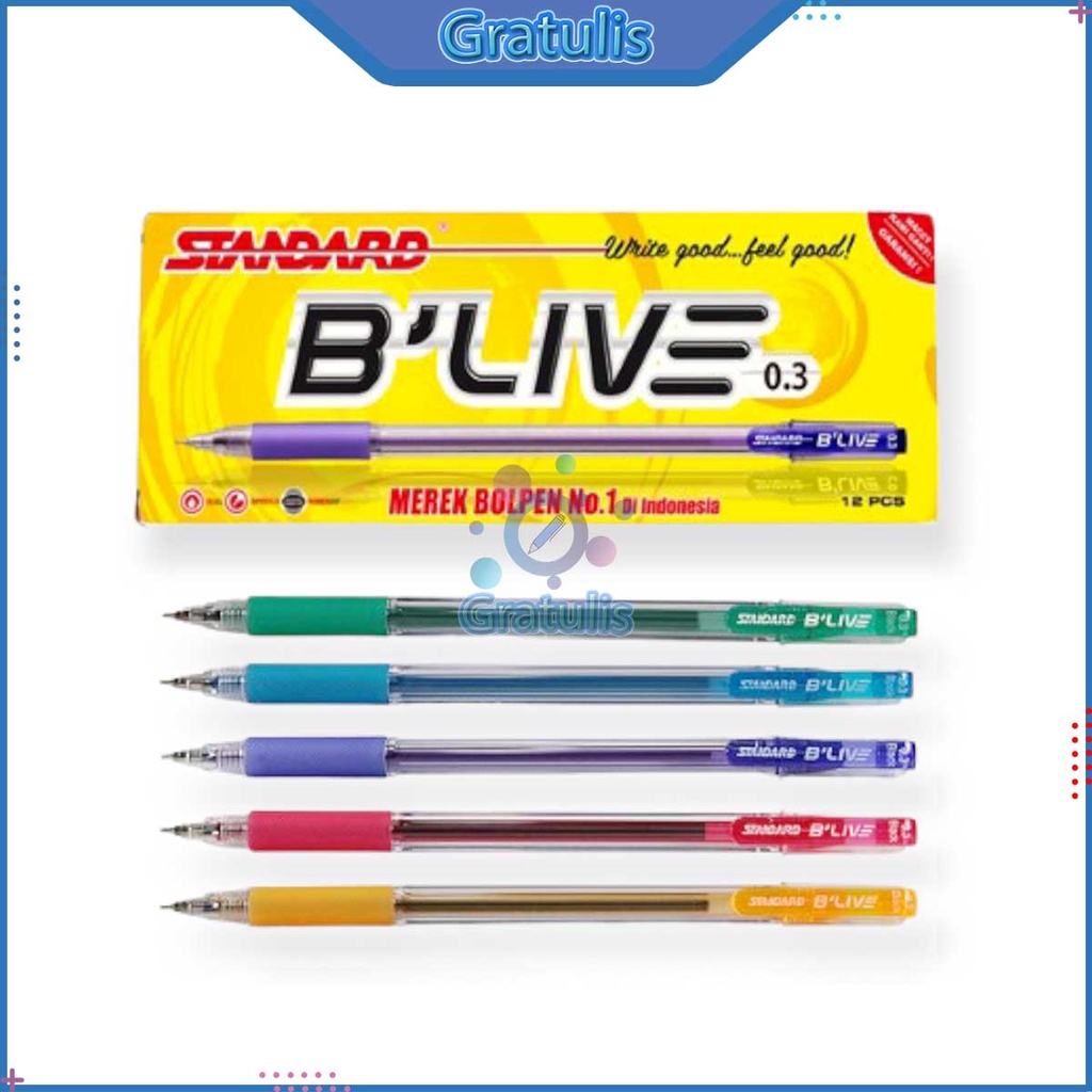 Jual PULPEN B'LIVE STANDARD [12 PCS] / PERLENGKAPAN ALAT TULIS SEKOLAH ...
