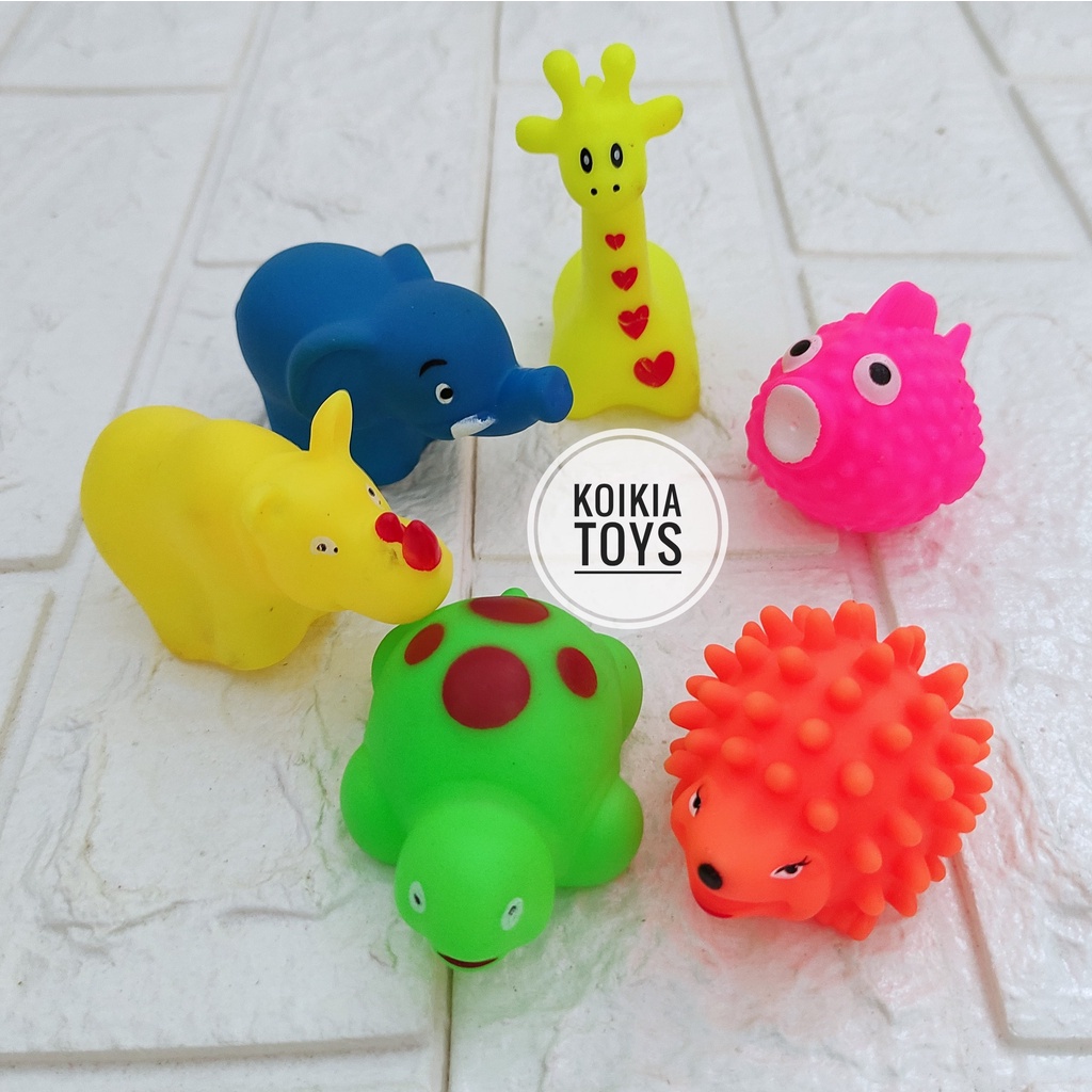 Jual Mainan mandi bayi lucu hewan bunyi cit isi 6 | Shopee Indonesia