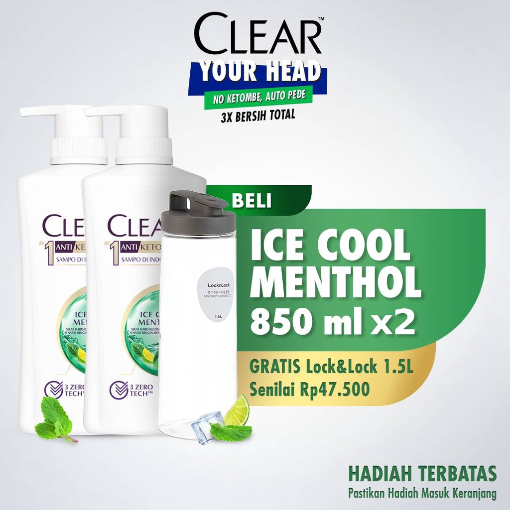 Jual Buy 2 Clear Ice Cool Menthol 850ml FREE Lock & Lock 1.5L | Shopee ...