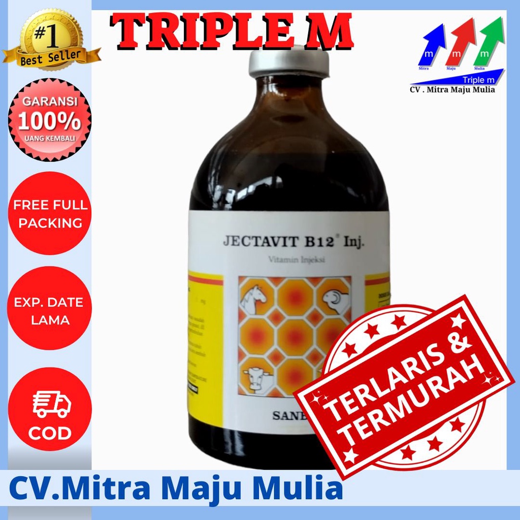 Jual JECTAVIT B12 100 ml Vitamin B12 Injeksi Sapi Kuda Babi Kambing ...