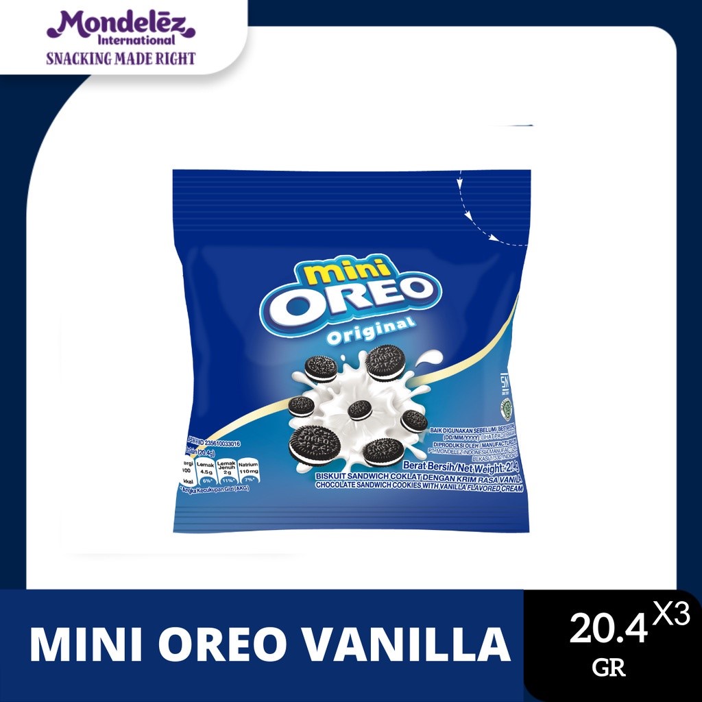 Jual Mini Oreo Biskuit Original Pcs 20.4g Untuk Traveling - triple pack | Shopee Indonesia