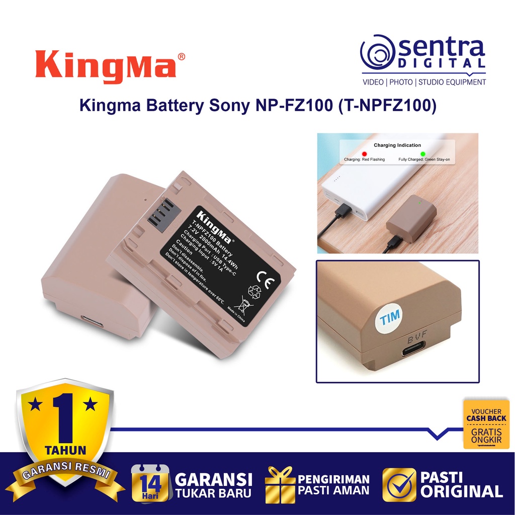 Jual Kingma Battery Sony NP-FZ100 with Type-C USB Charging Port ( T-NPFZ100 ) | Shopee Indonesia