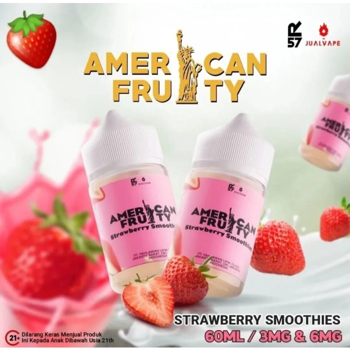 Jual LIQUID AMERICAN FRUITY STRAWBERRY SMOOTHIES 60ML FREEBASE BY ...