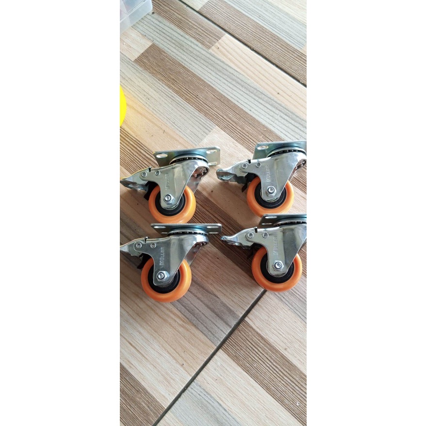 Jual Roda etalase 2 inch MULLER 4 biji hidup + rem roda pvc roda troli ...