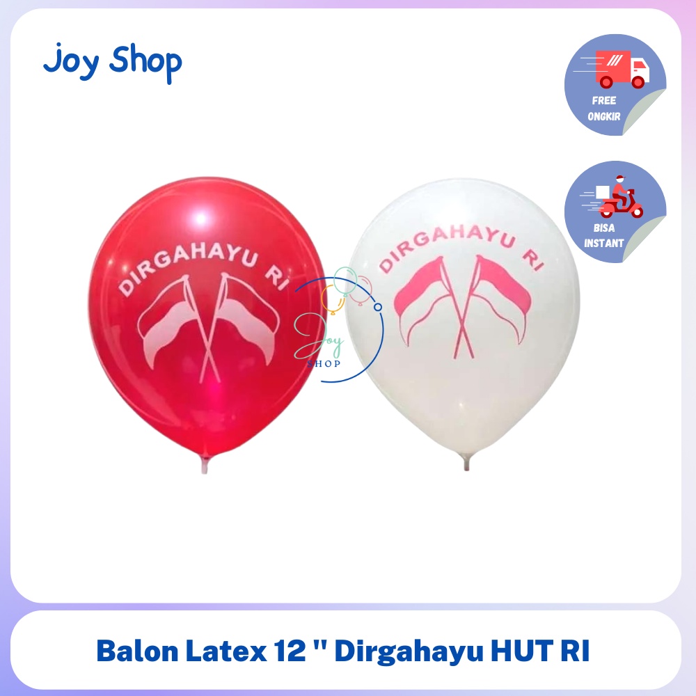 Jual Balon Latex 12 Inch Dirgahayu Merdeka HUT RI Merah Putih 1pack isi ...