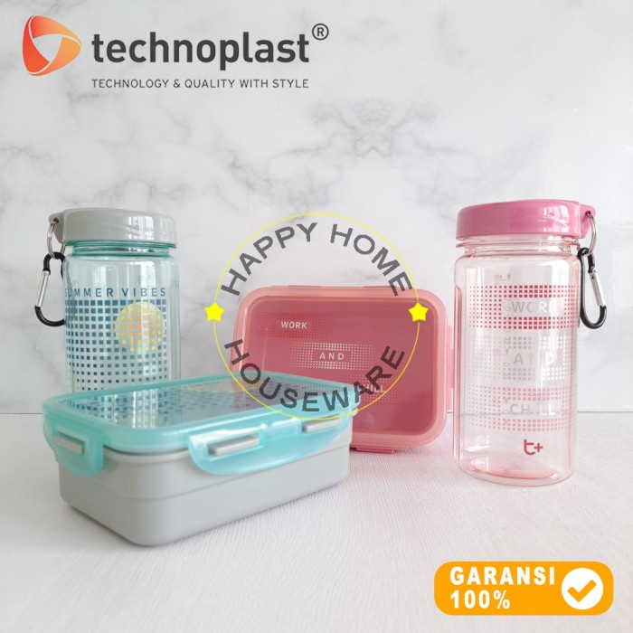 Jual TECHNOPLAST Paket T+ Absolute Lock Set 2pcs | Kotak Bekal Botol 450ml | Shopee Indonesia
