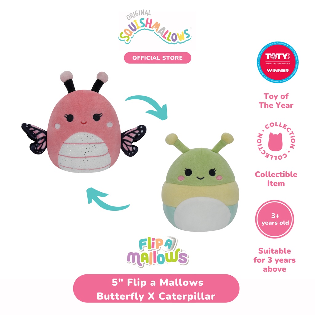 Jual Squishmallows Flip A Mallows Caterpillar X Butterfly 5 Inch ...