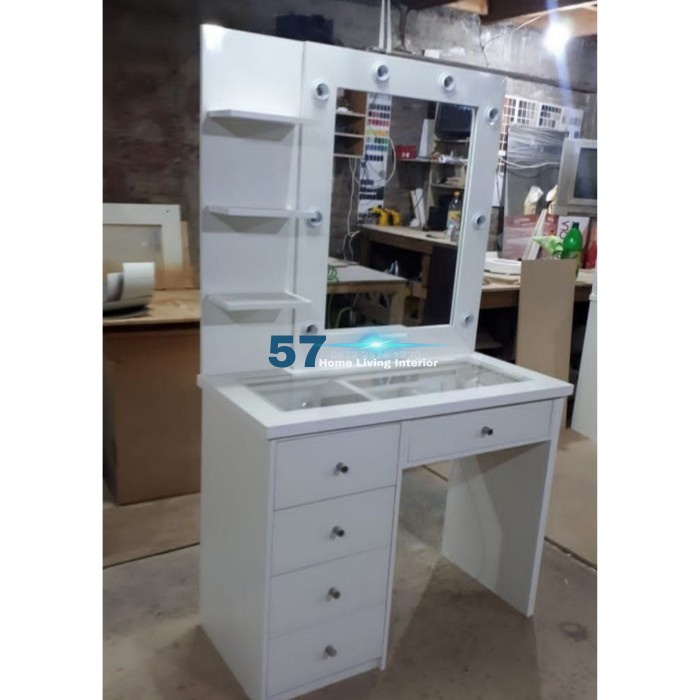 Jual Meja Rias Minimalis Bahan Multiplek HPL Free Desain Dan Lampu ...