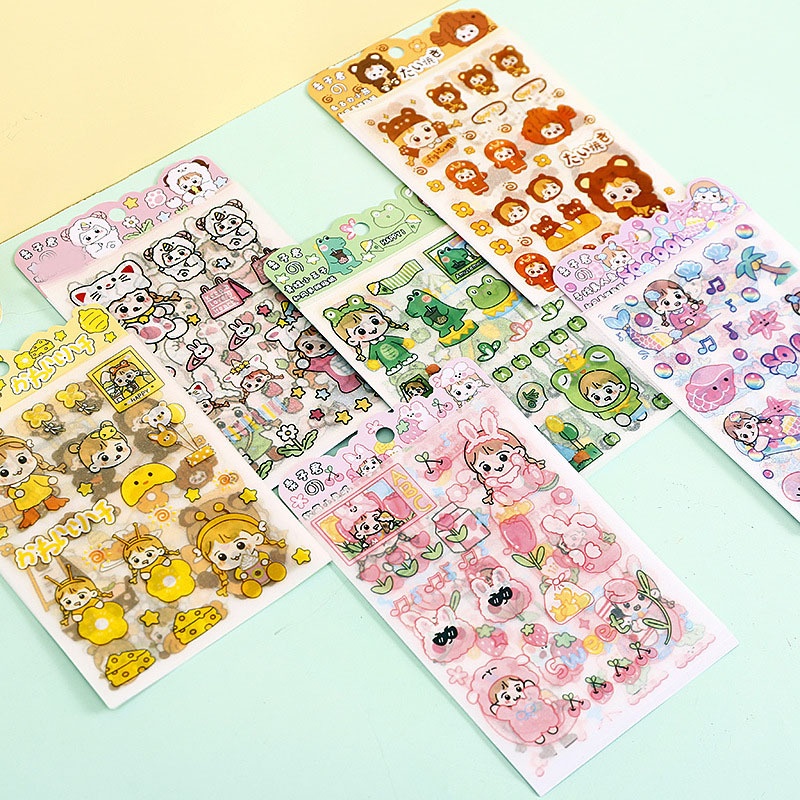 Jual STICKER DIY 1 SET 4 LEMBAR MOTIF CARTOON GIRL AND FOODIES ...