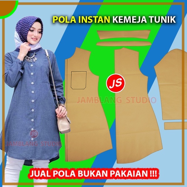 Jual Pola Instan Tunik Kerah Kemeja Sederhana | Aneka Pola | Shopee Indonesia