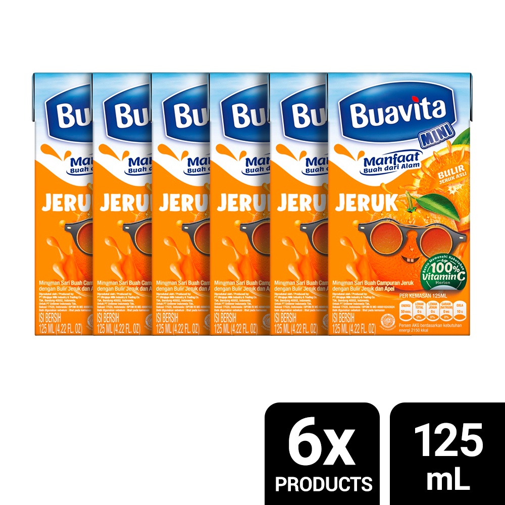 Jual Buavita Mini Juice Jeruk 125 ml x 6 | Shopee Indonesia