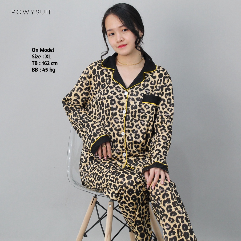 Jual JJ30 Leopard Powysuit Piyama Wanita Dewasa PP Motif Kancing Lengan ...