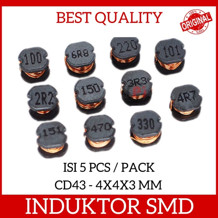 Jual Isi 5 Pcs Induktor SMD CD43 22 33 470 uH Inductor Lilitan Wire Wound | Shopee Indonesia