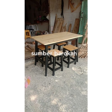 Jual (063). meja kursi cafe, makan, resto kayu jati belanda kursi 4 | Shopee Indonesia