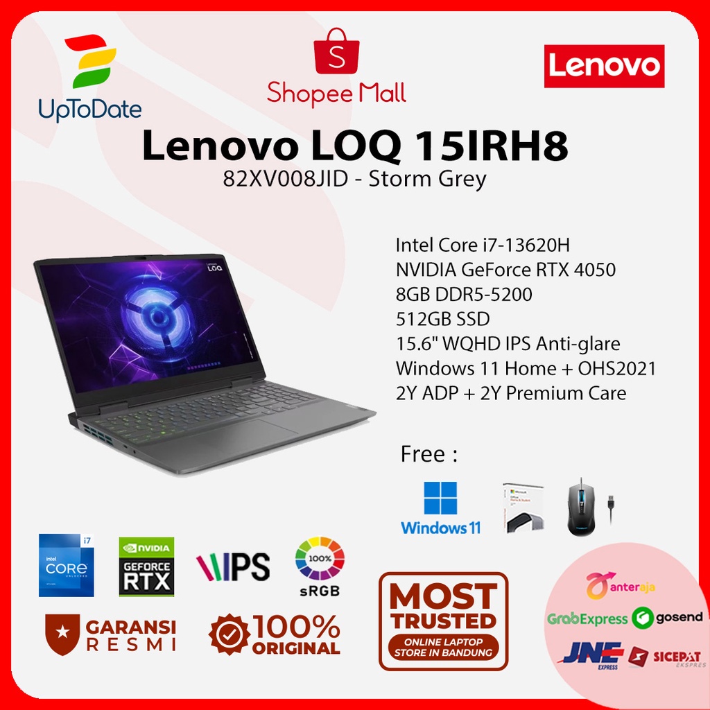 Jual Laptop Lenovo LOQ 15IRH8 8JID Core i7-13620H 8GB 512GB RTX4050 15. ...