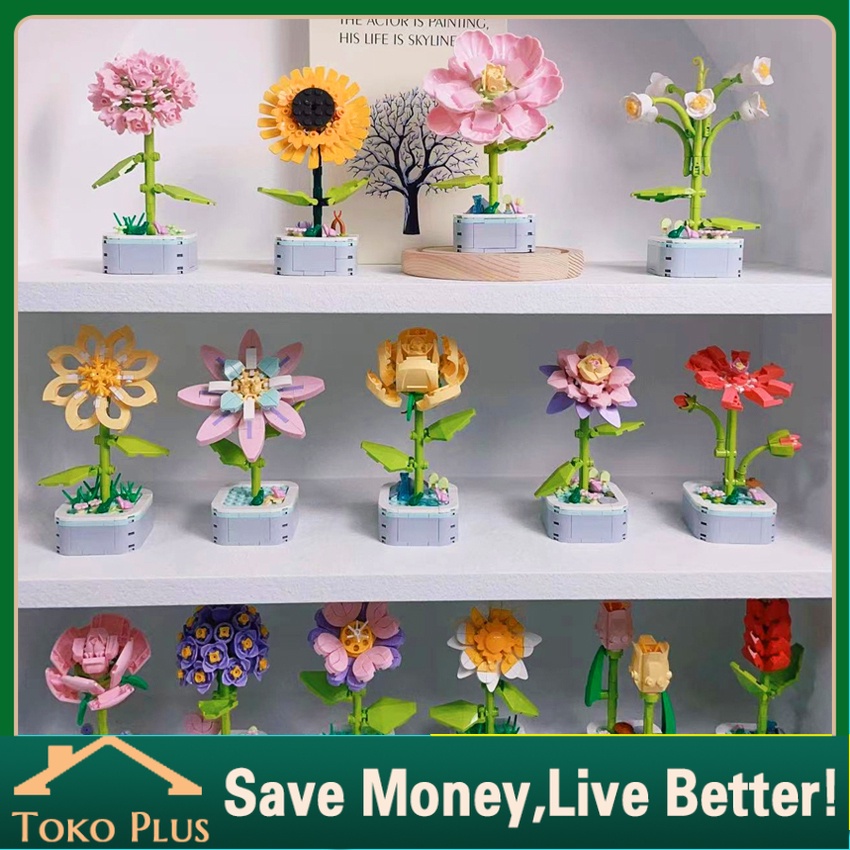 Jual Nano Block Flower Pot Bunga DIY 3D Puzzle Brick bentuk Bunga -Blok ...