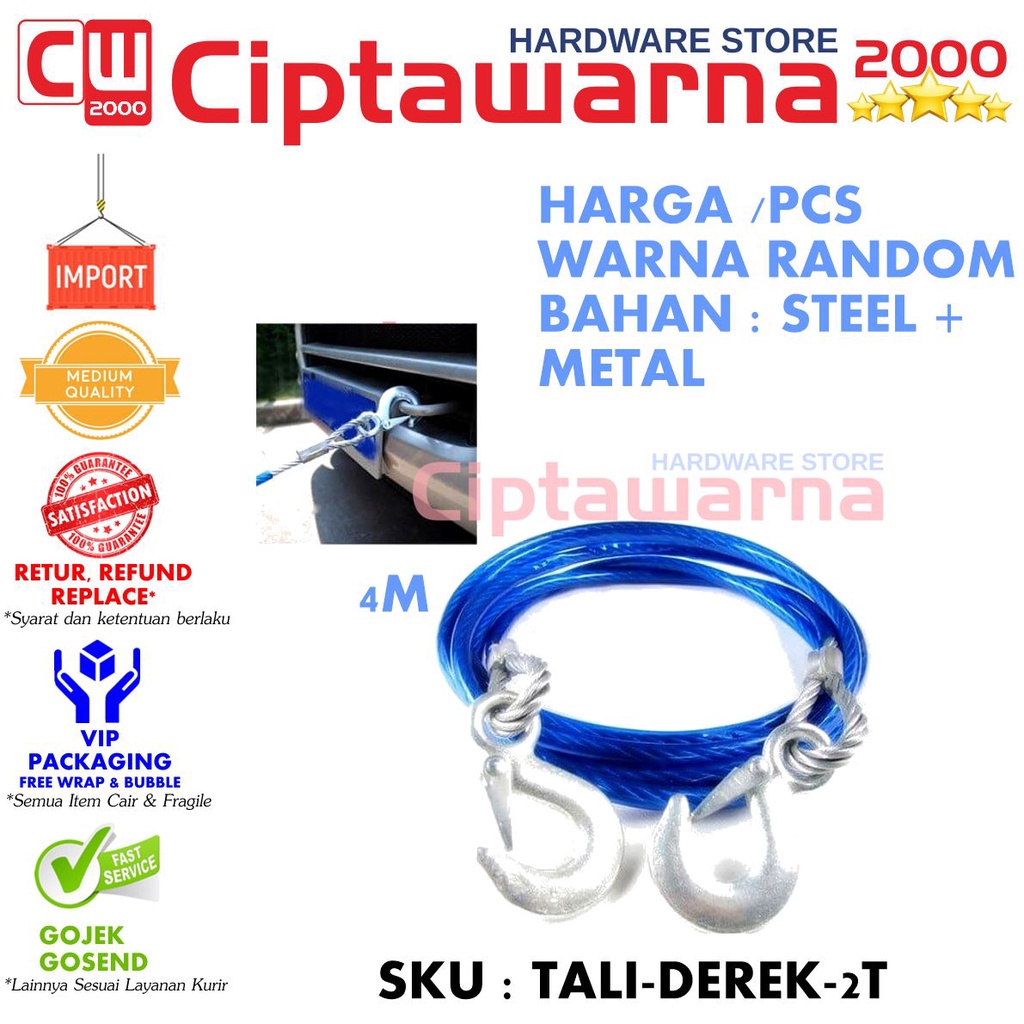 Jual Tali Derek Mobil Besi 8 MM Emergency Towing 4 Meter 2 Ton – Cw2 ...