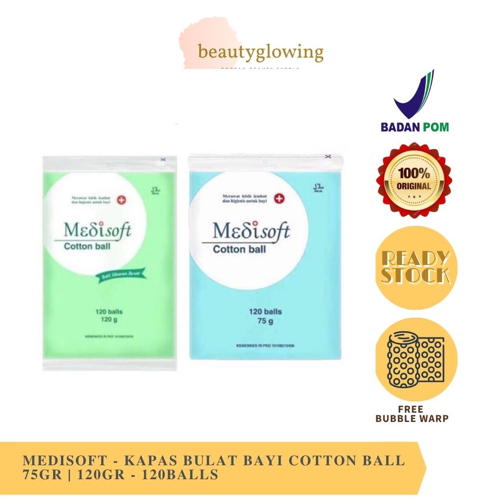 Jual MEDISOFT KAPAS BULAT Bayi Cotton Ball 75gr 120 balls | KAPAS BAYI ...