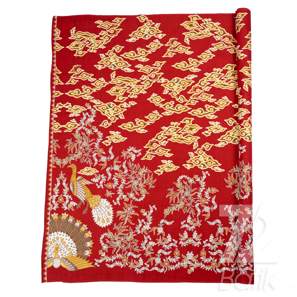 Jual KAIN BATIK PREMIUM Bahan Katun Motif Burung Merak Merah 722688 Cap ...